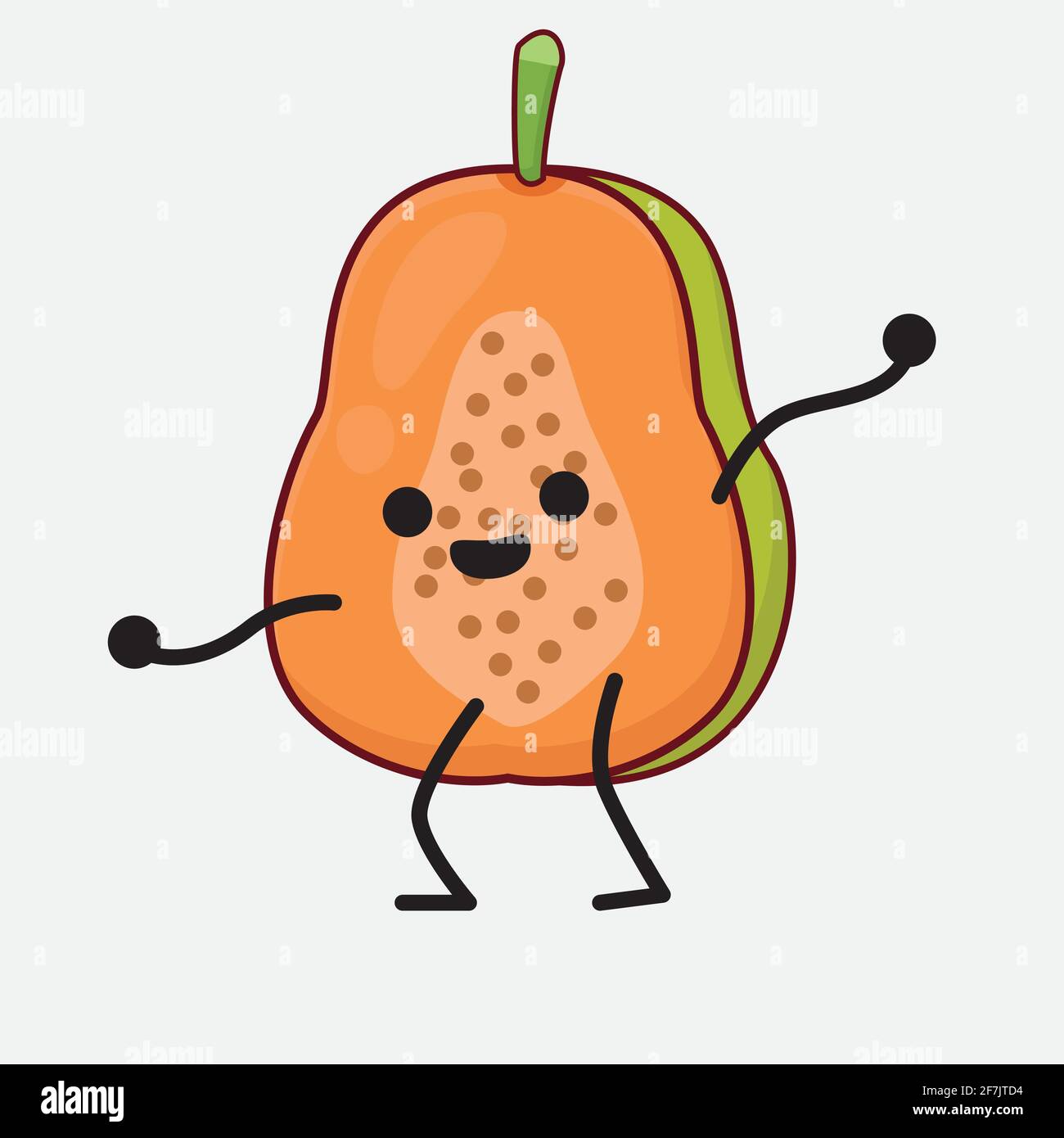 Vector Illustration of Papaya Fruit Character with cute face, simple ...