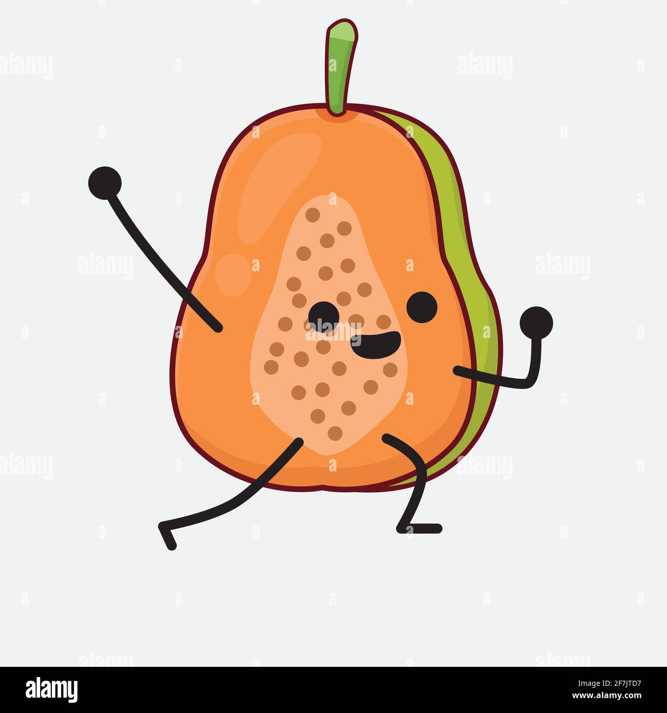 Vector Illustration of Papaya Fruit Character with cute face, simple ...