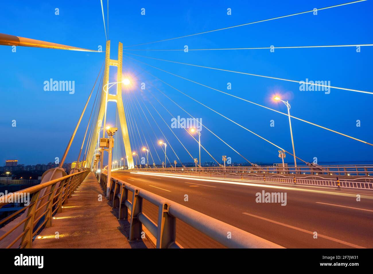 Night view of the cross-sea bridge, Danzhou, Hainan, China Stock Photo ...