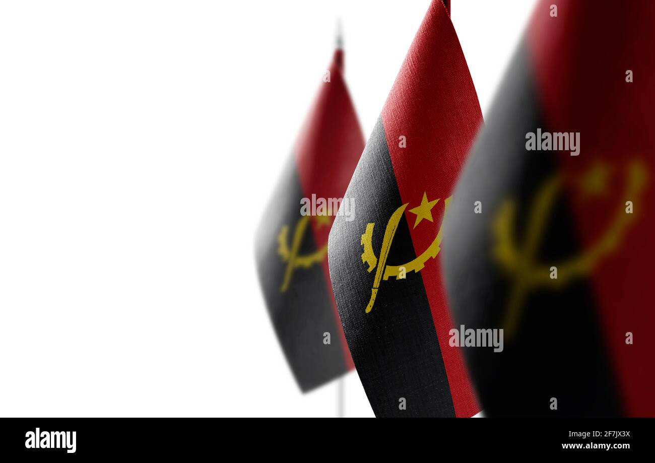 Small national flags of the Angola on a white background Stock Photo ...
