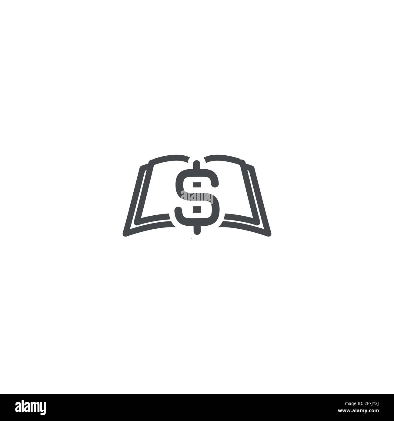 Black Open book with black dollar signs flying out isolated on white ...