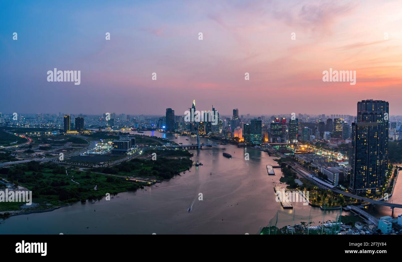 Ho Chi Minh city, Vietnam - 6 April 2021: Aerial view of Ho Chi Minh ...