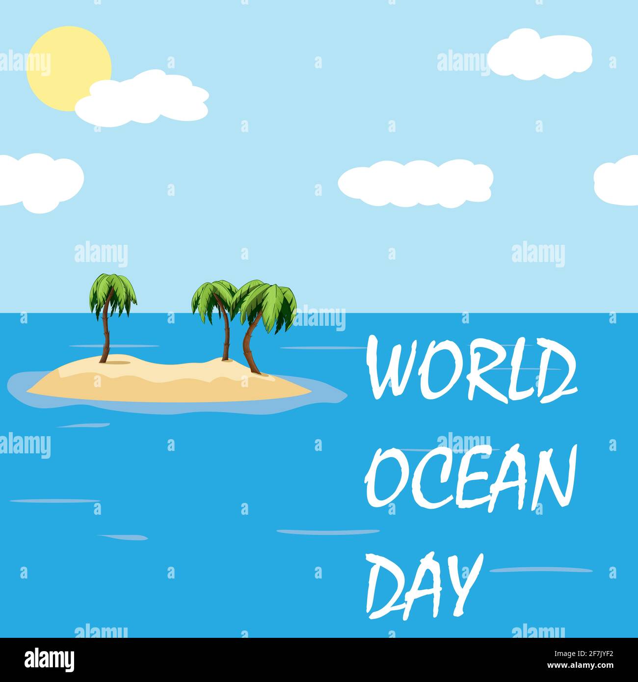 tropical island with palm trees and ocean. holiday concept cartoon ...