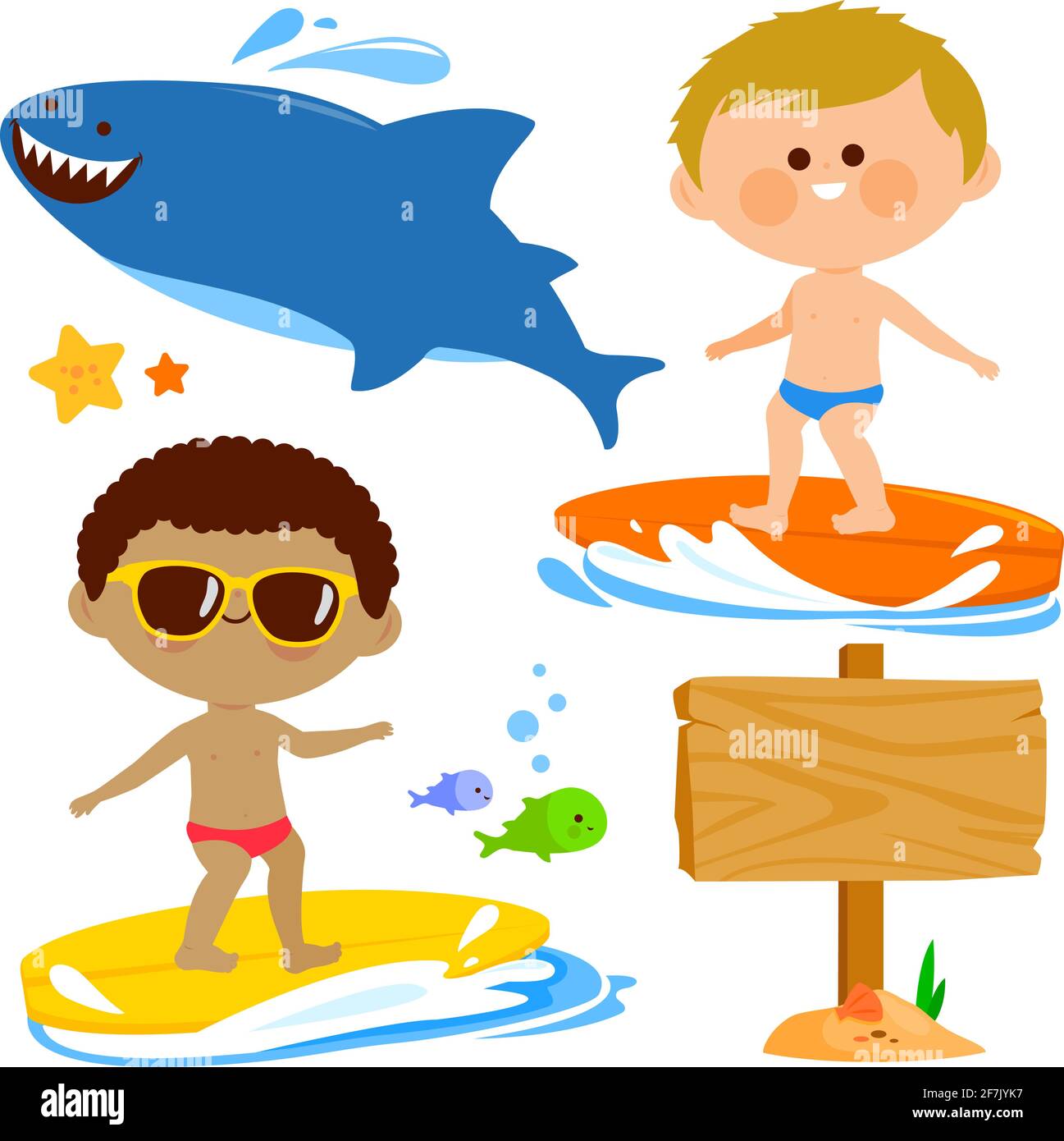Kids Surfing Clipart