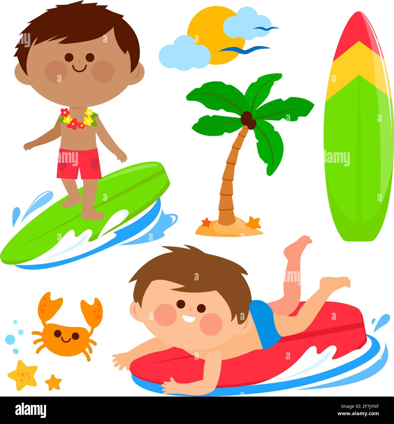 Kids sea swimming waves Stock Vector Images - Alamy