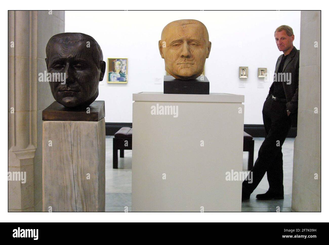 Andrew Motion Poet Laureate June 2001with the two sculptures of himself ...