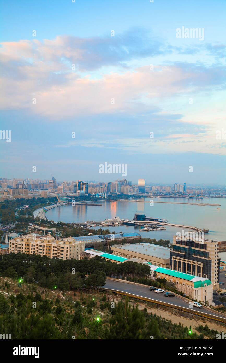Azerbaijan, Baku, View of Baku Bay Stock Photo - Alamy