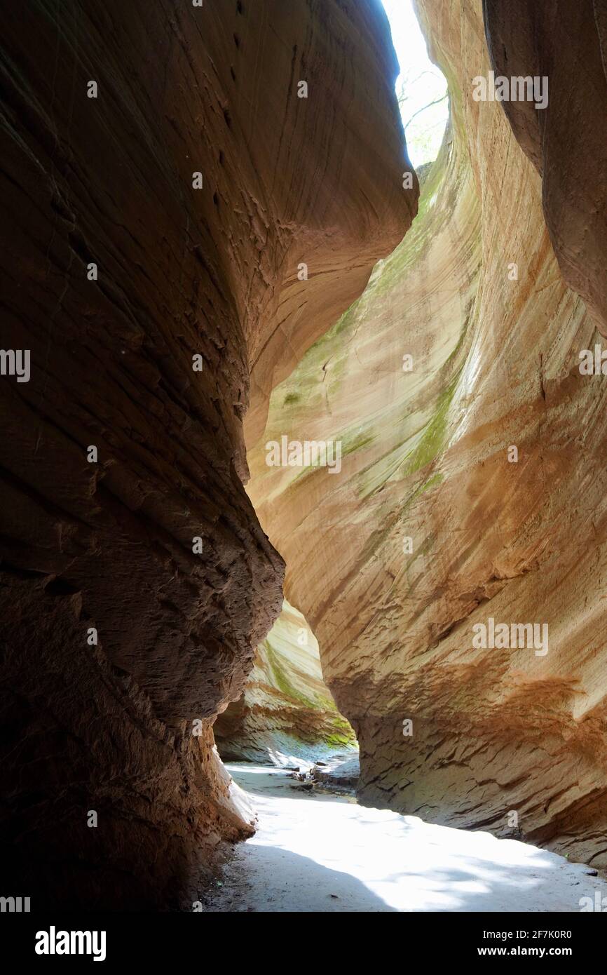 Ganquan Canyon with nature formed narrow cliff that just enough to pass ...