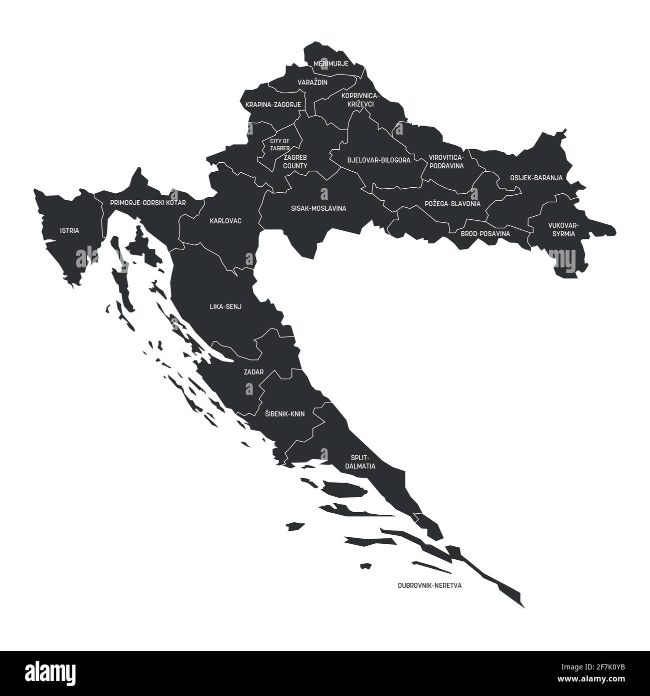 Croatia - political map of counties Stock Vector Image & Art - Alamy