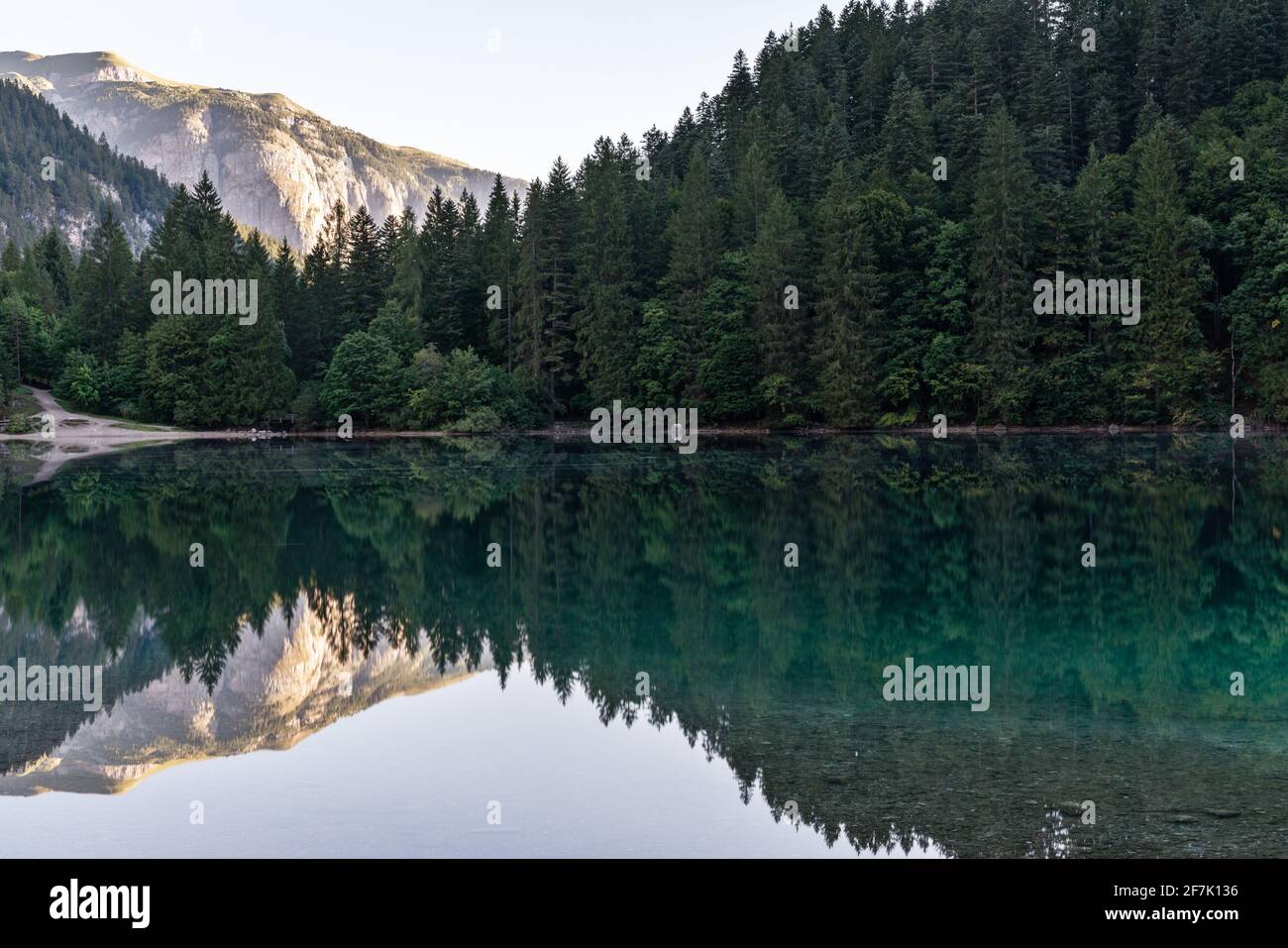 Scenic view of reflections into lake tovel Stock Photo - Alamy