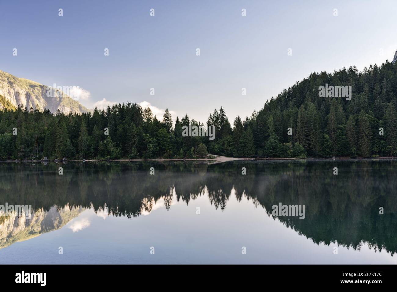 Scenic view of reflections into lake tovel Stock Photo - Alamy
