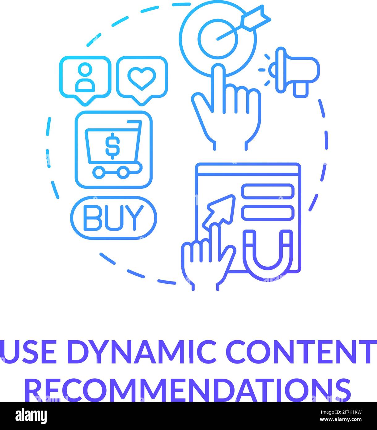 Use dynamic recommendations blue gradient concept icon Stock Vector ...