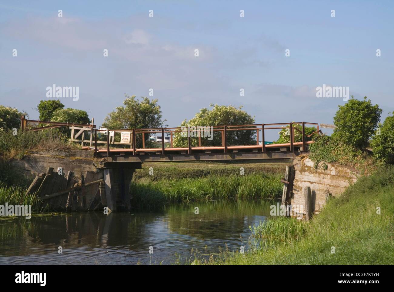 old weak bridge at flood ferry on the cambridgeshire fens Stock Photo ...