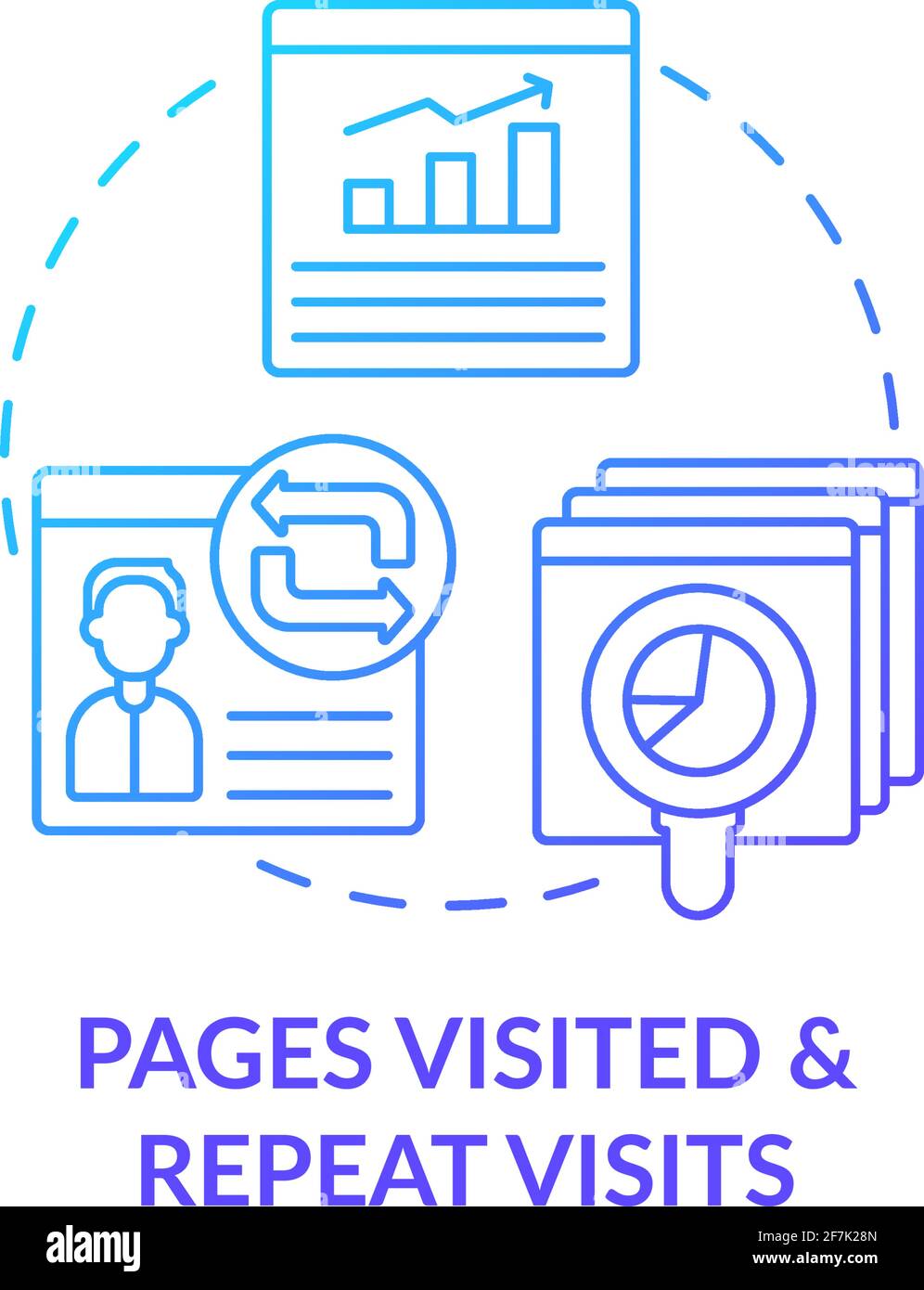 Page visited and repeated visit blue gradient concept icon Stock Vector ...
