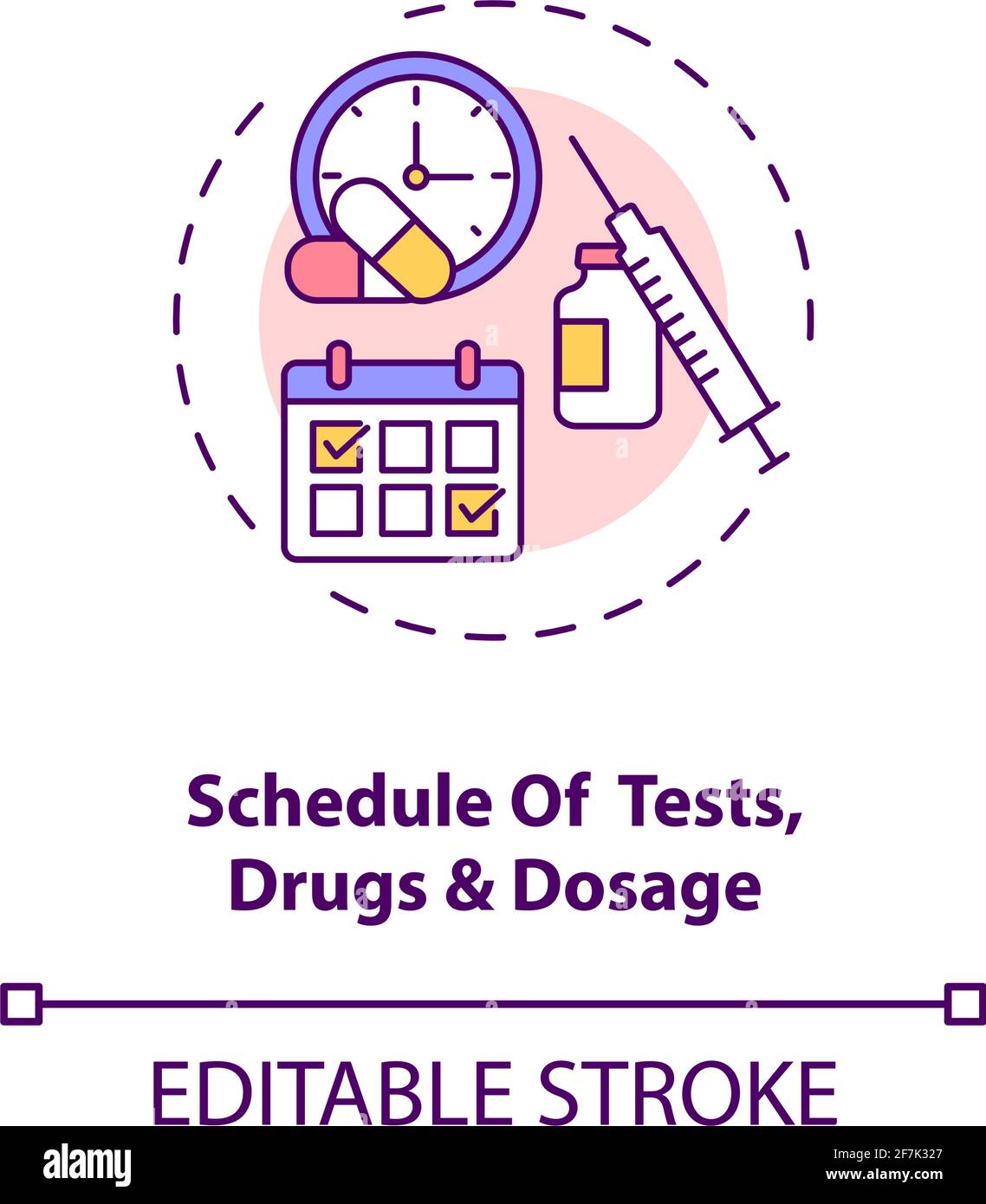 Tests, drugs and dosage schedule concept icon Stock Vector Image & Art ...