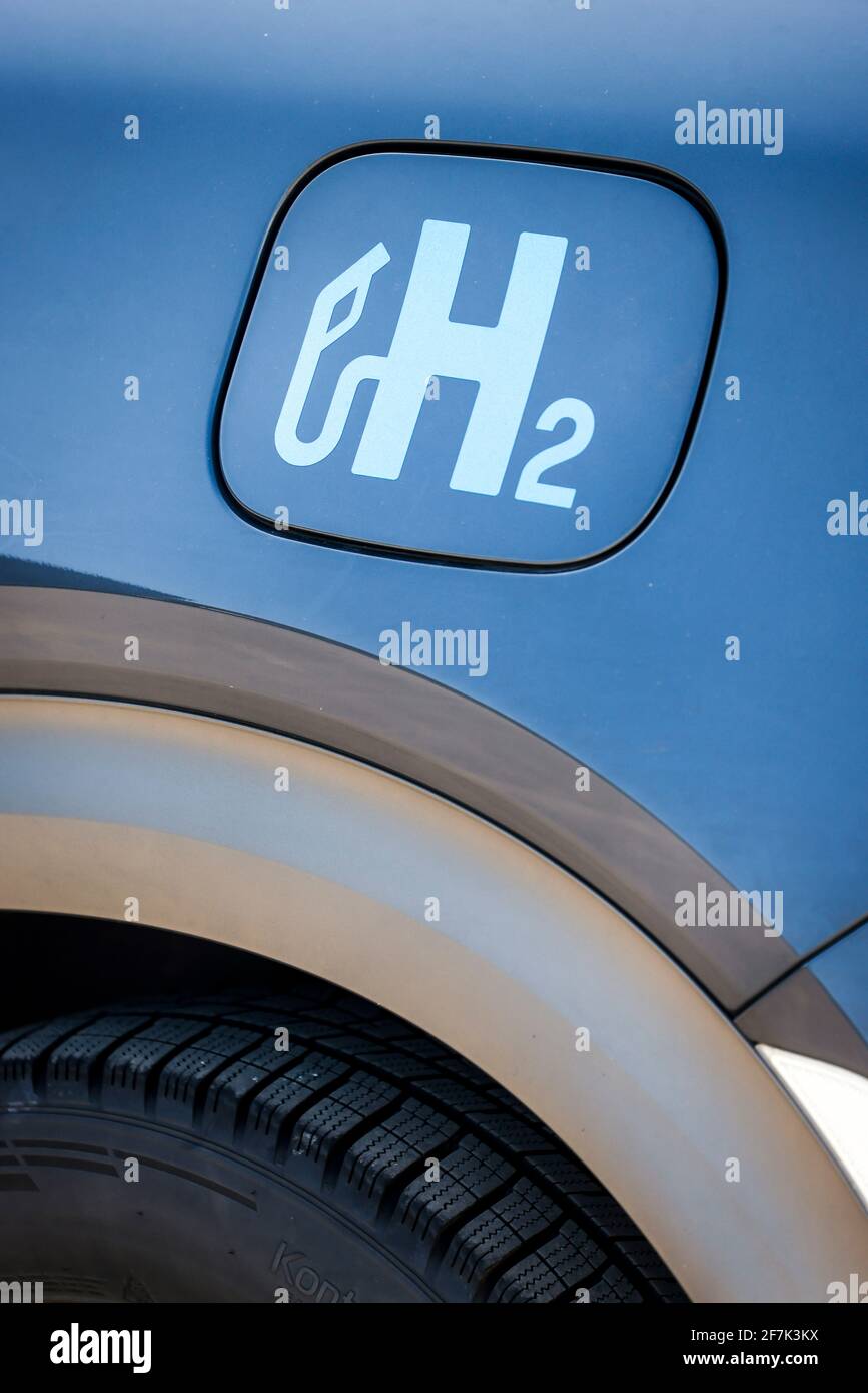Herten, North Rhine-Westphalia, Germany - Tank cap h2, hydrogen car ...