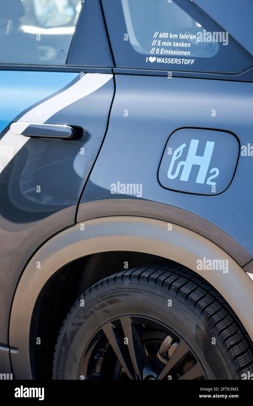 Herten, North Rhine-Westphalia, Germany - Tank cap h2, hydrogen car ...