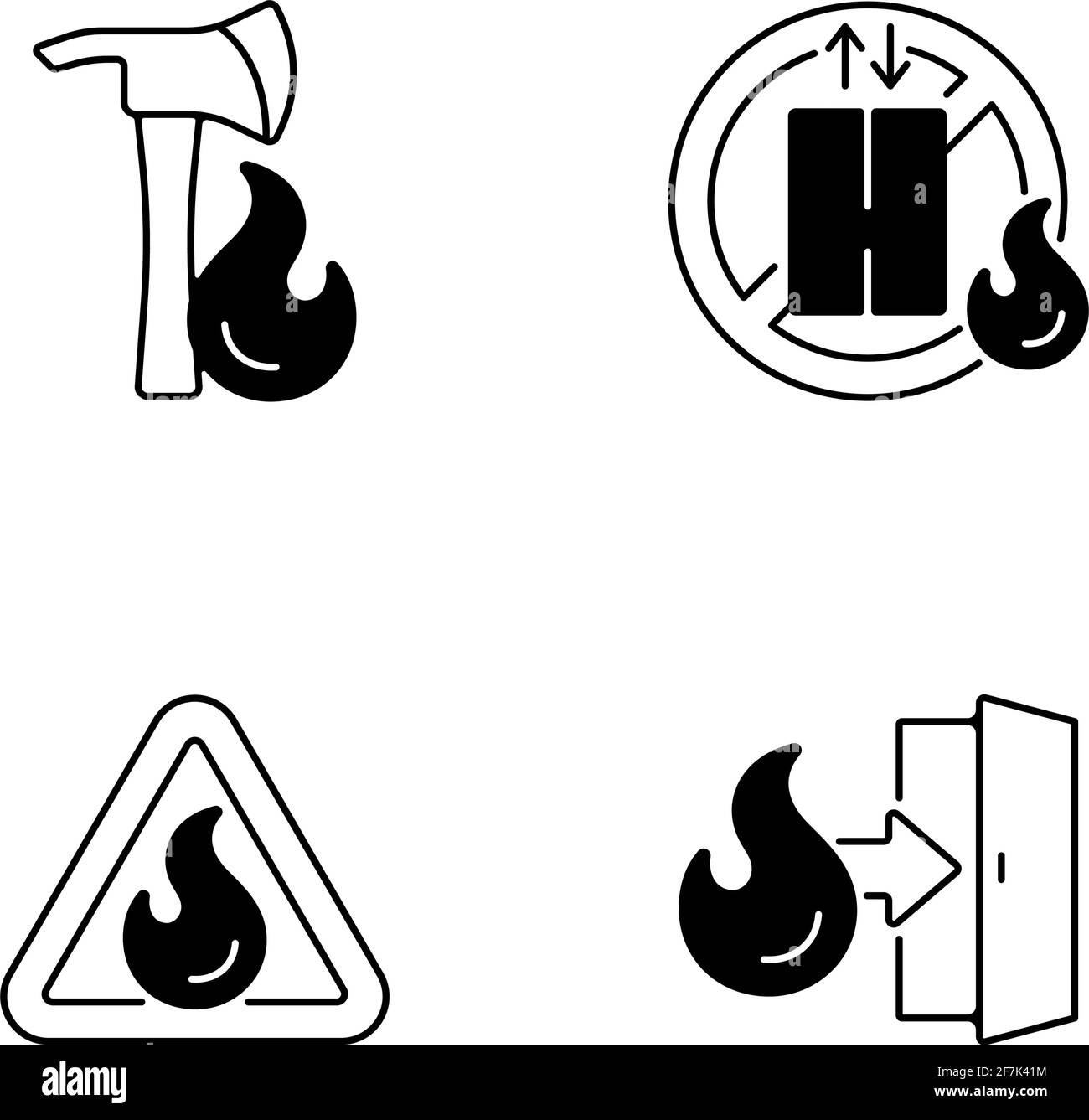 Workplace fire safety black linear icons set Stock Vector Image & Art ...