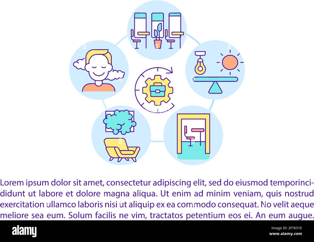 Comfortable coworking centers concept line icons with text Stock Vector ...