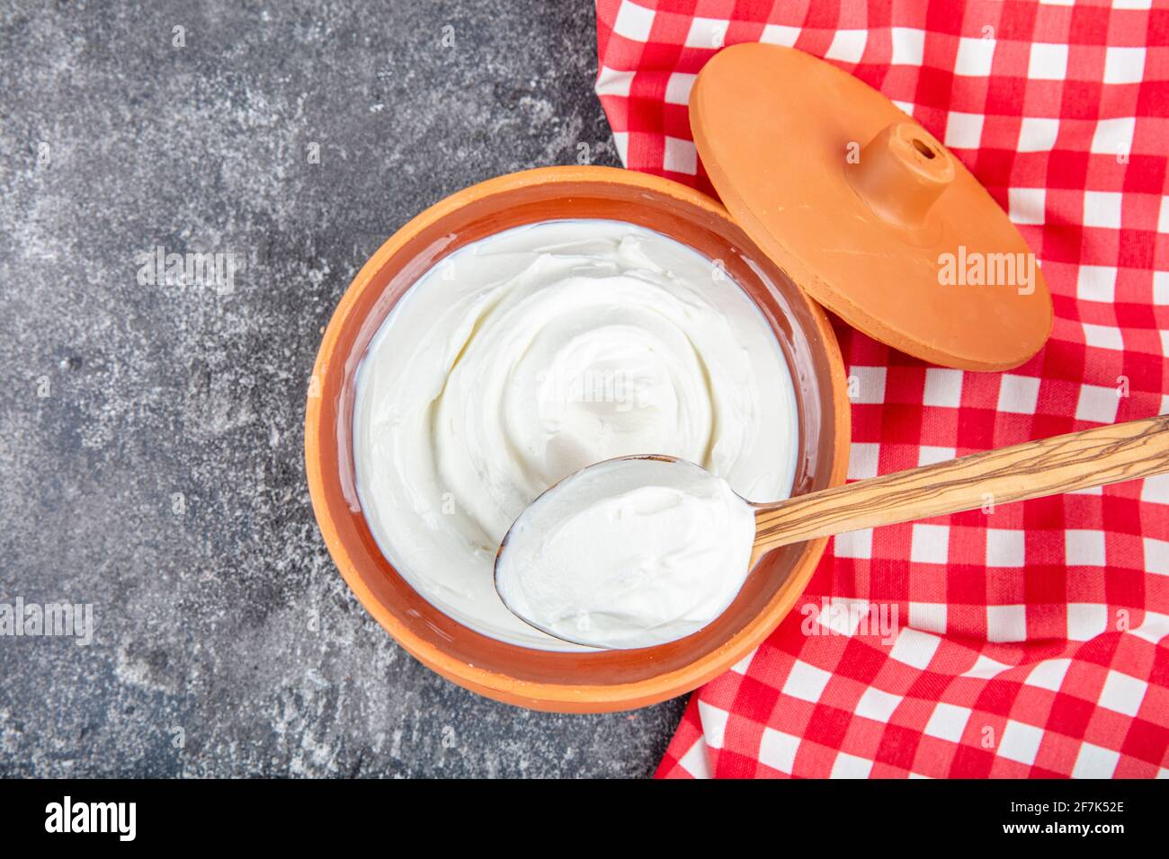 Turkish and Greek traditional dairy food yogurt or strained yogurt in ...