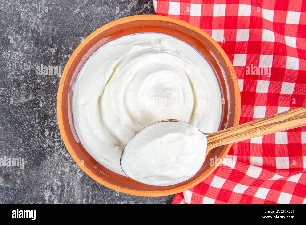 Turkish and Greek traditional dairy food yogurt or strained yogurt in ...