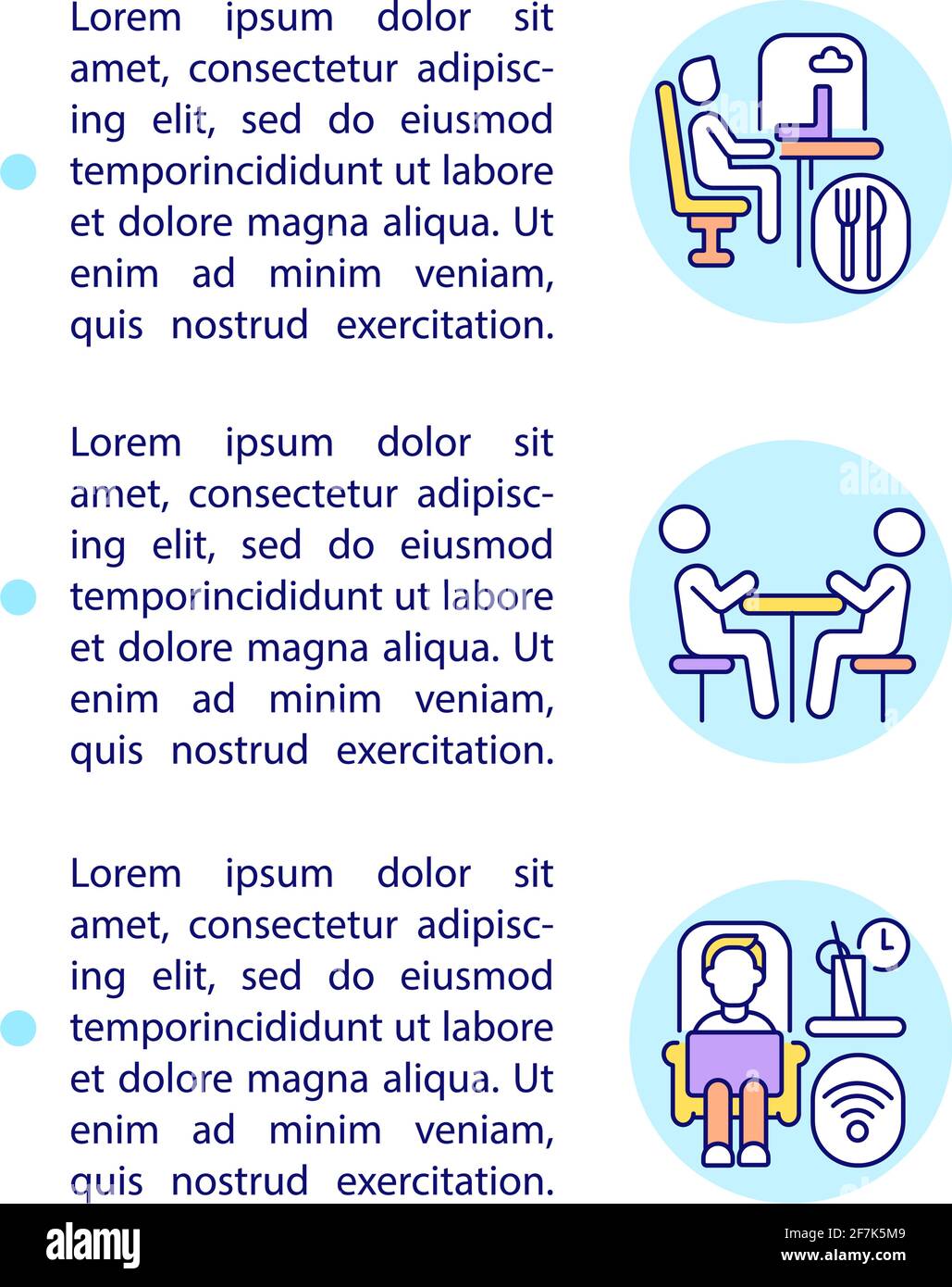 Office space usage flexibility concept line icons with text Stock ...
