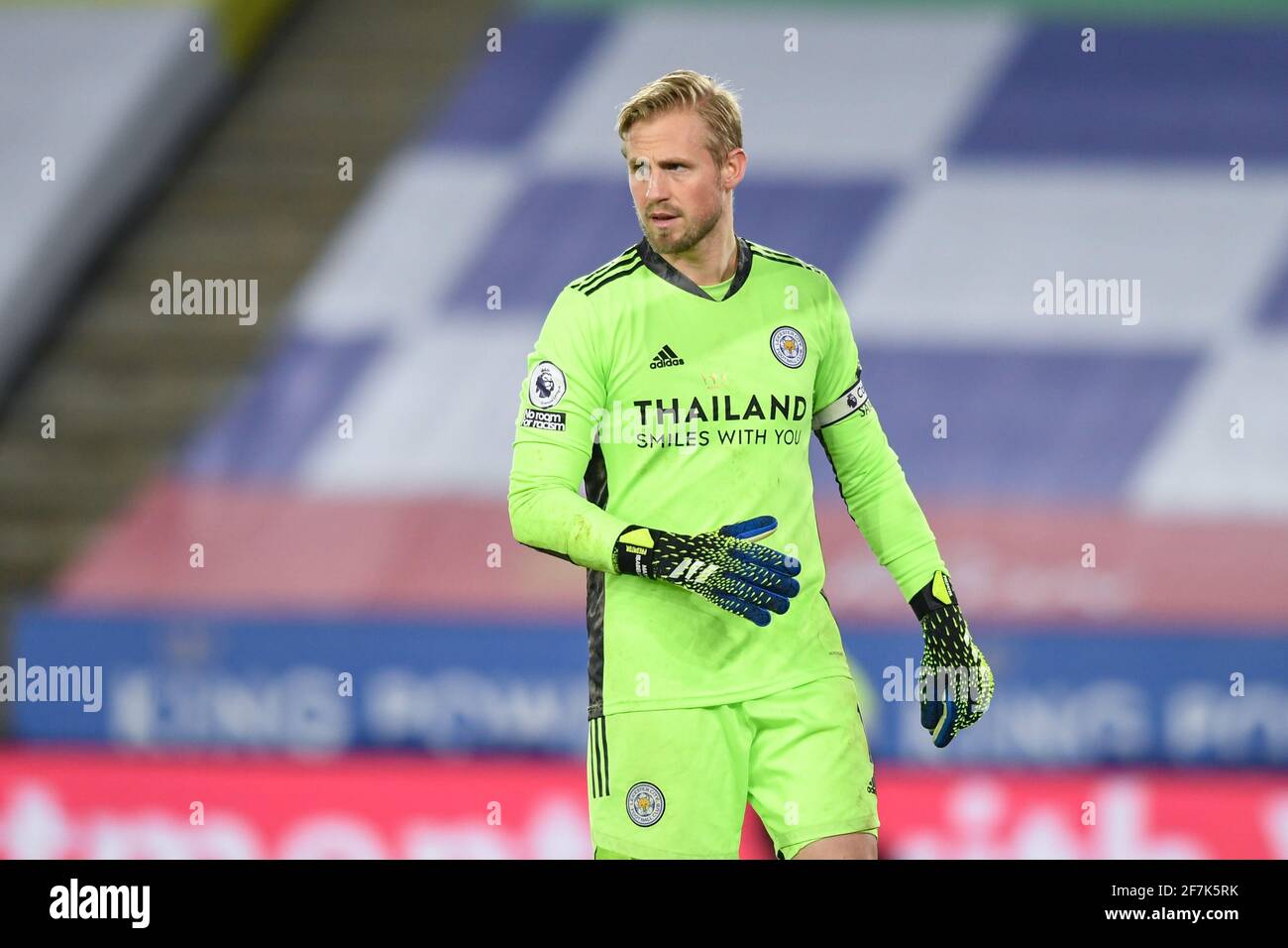 Kasper Schmeichel #1 of Leicester City in action during the game Stock ...