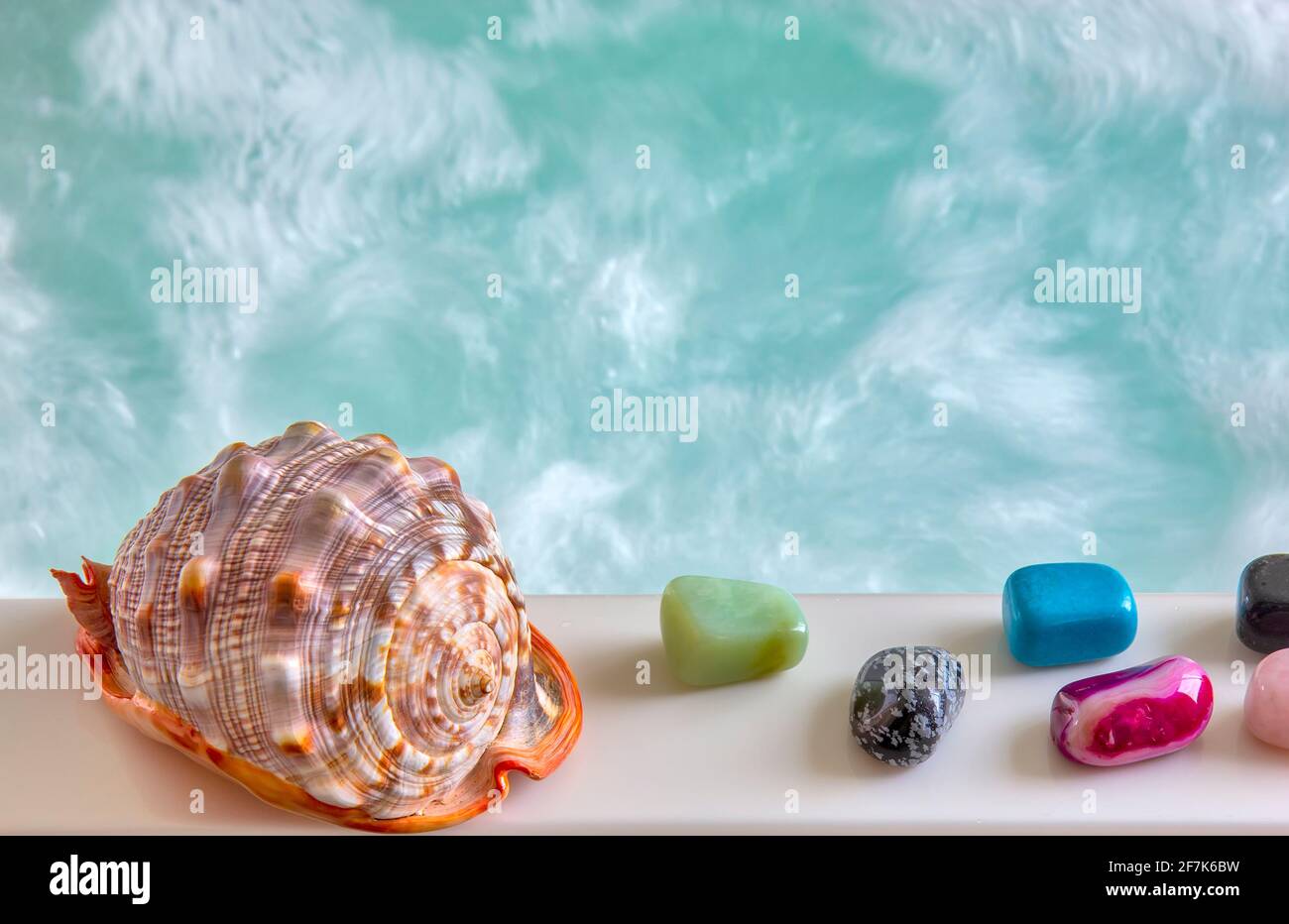 Shell decoration on the hot tub Stock Photo - Alamy