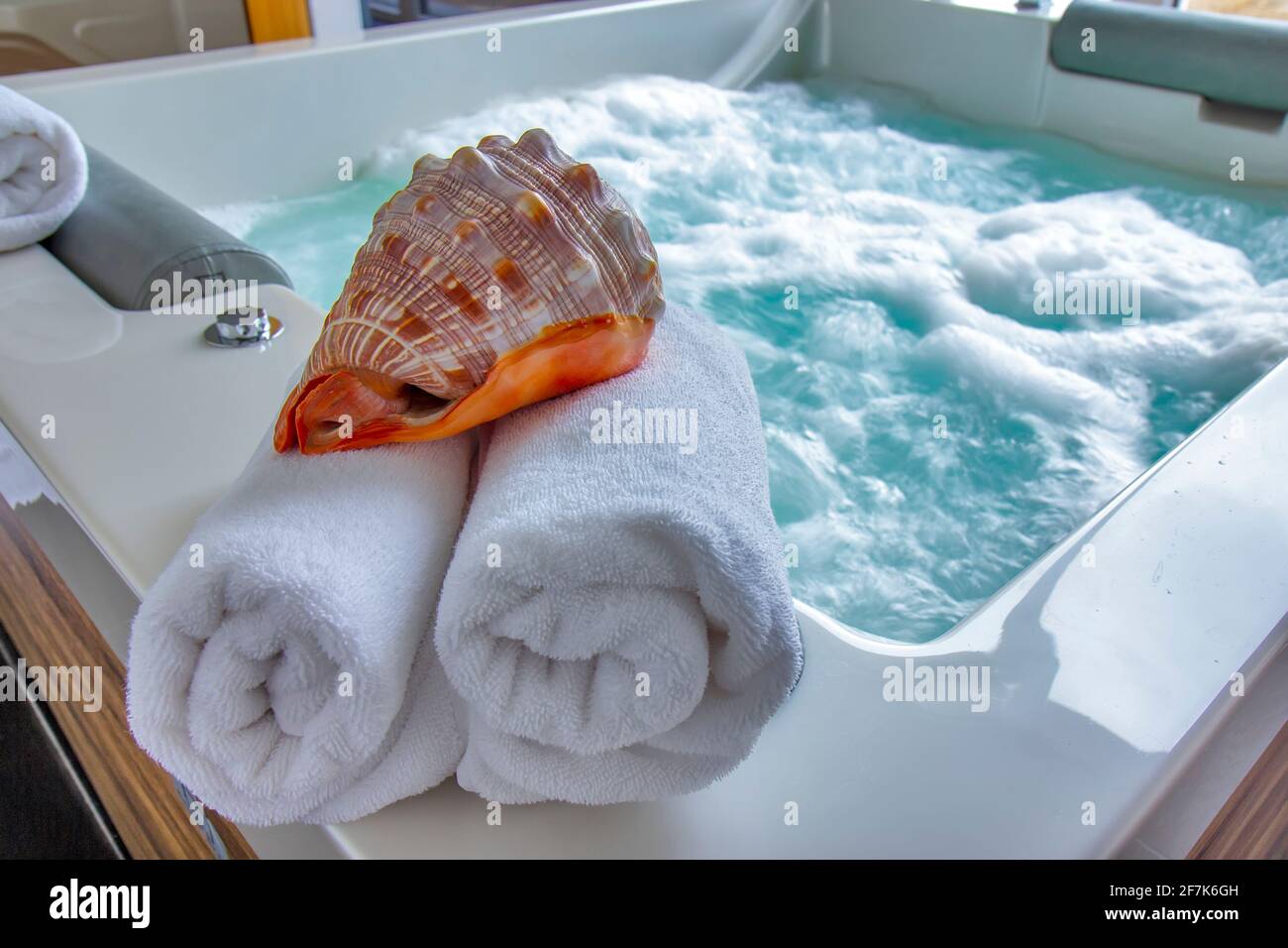 Shell decoration on the hot tub Stock Photo - Alamy