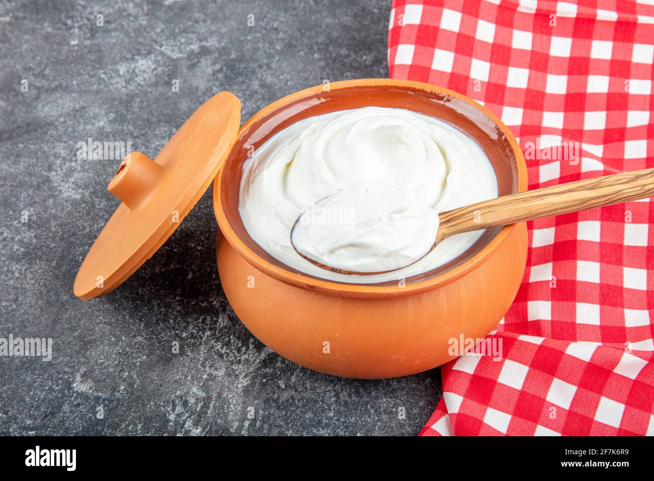 Turkish and Greek traditional dairy food yogurt or strained yogurt in ...