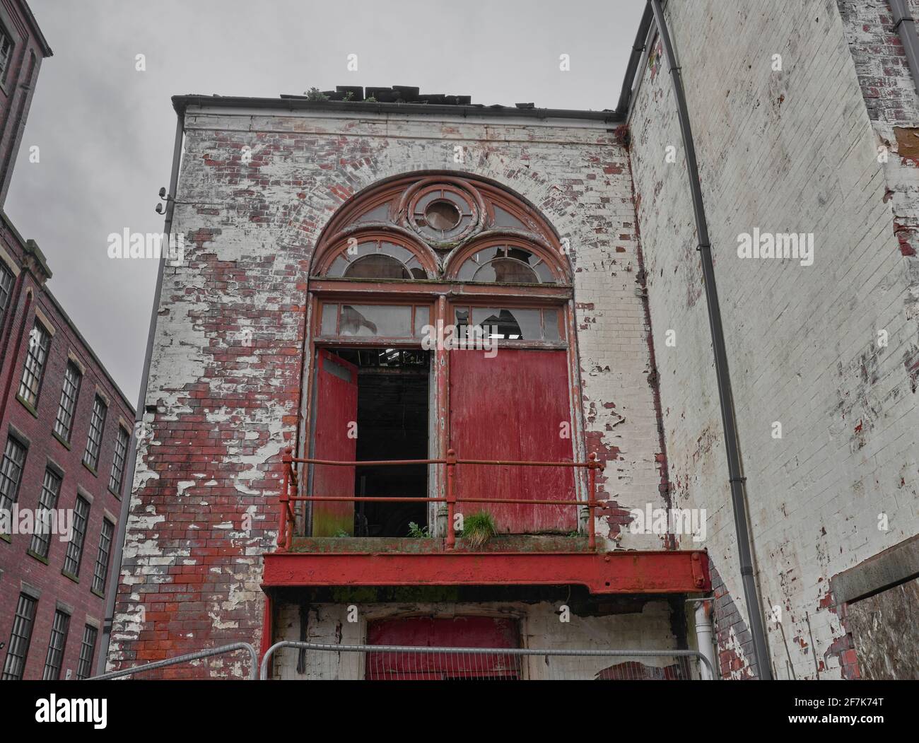 This balcony is in an abandoned mill in Northern England UK. It ...