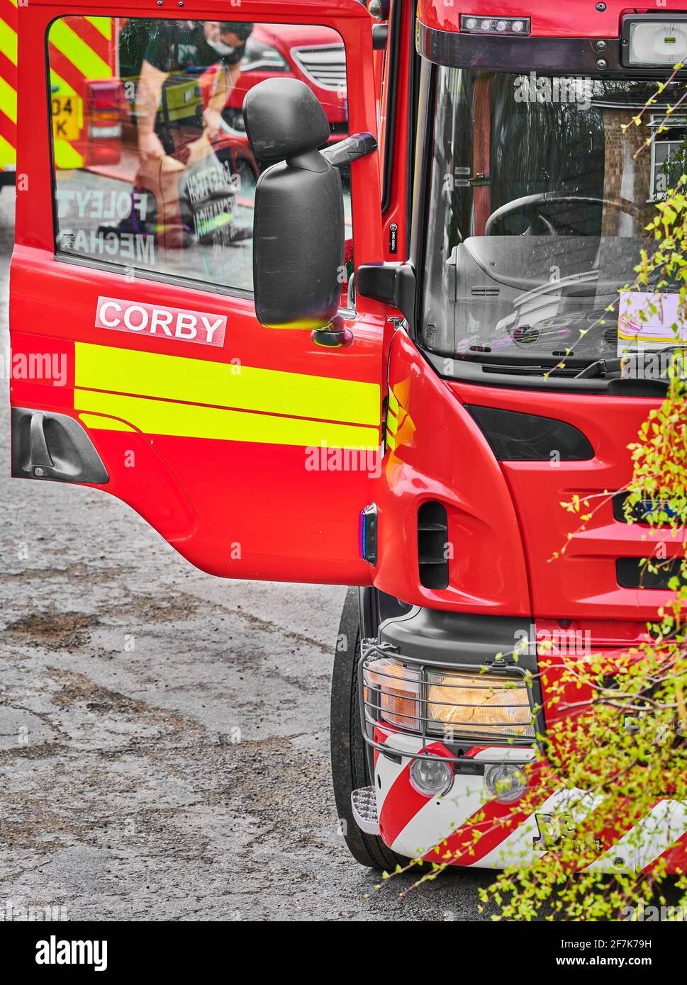 Firemen from Northamptonshire fire and rescue service attend a fire at ...