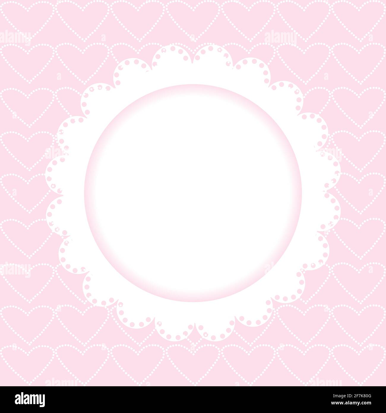 Romantic background with hearts and round frame for Valentines Day ...