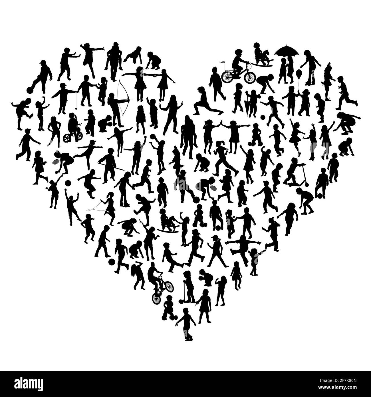 Silhouettes of children in heart shape Stock Vector Image & Art - Alamy
