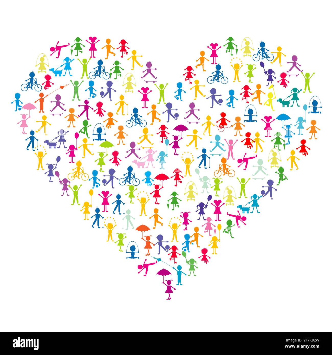 Colorful cartoon kids in heart shape Stock Vector Image & Art - Alamy