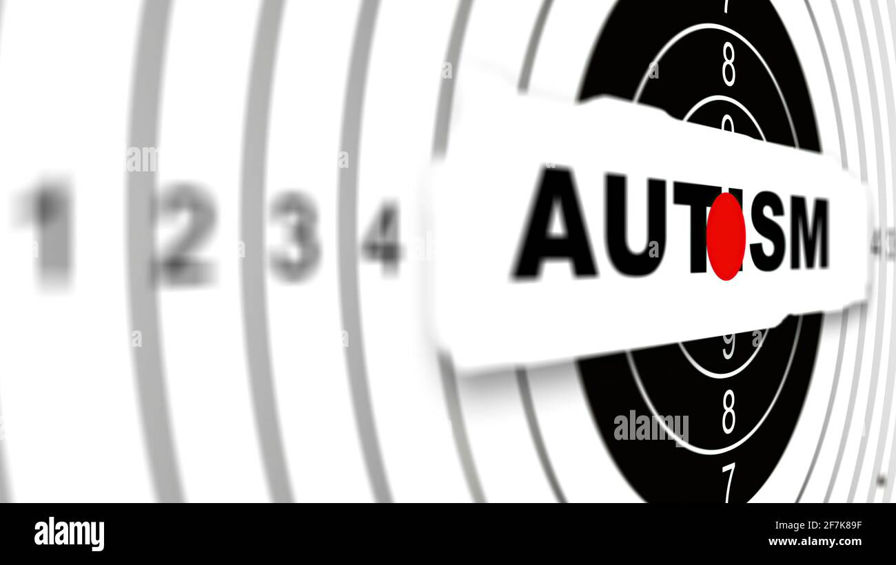 Close up Shooting target with word autism Stock Photo - Alamy