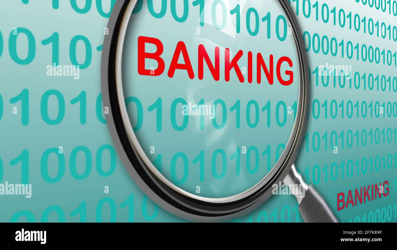 Close up of magnifying glass on banking Stock Photo - Alamy