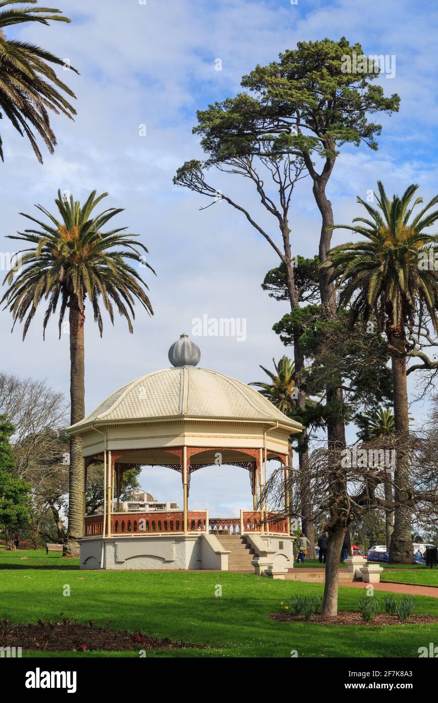 Auckland Domain park, Auckland, New Zealand. The band rotunda, built in ...