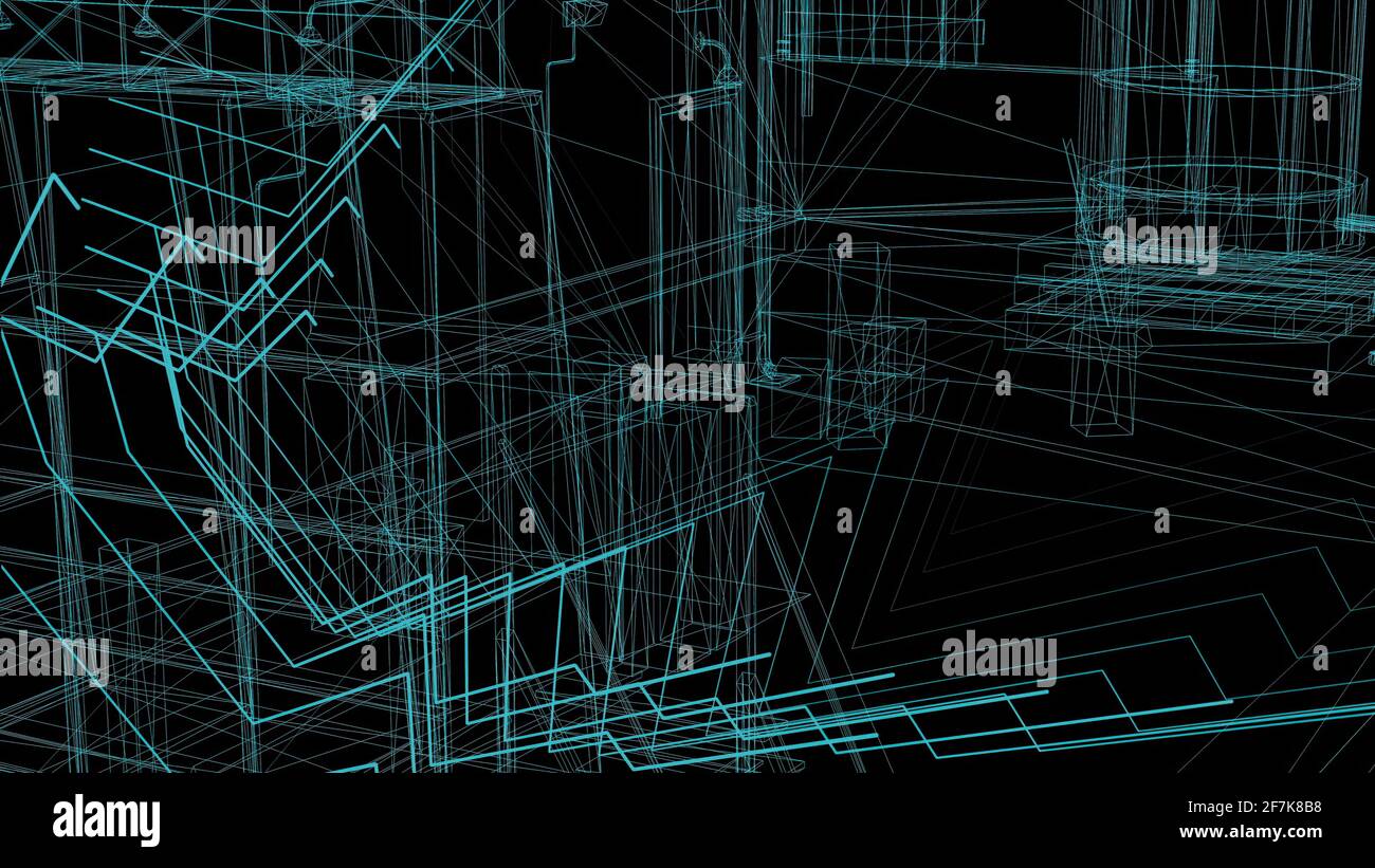 3d rendering - wire frame model of industrial buildings Stock Photo - Alamy