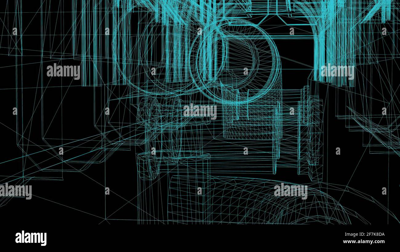 3d rendering - wire frame model of industrial buildings Stock Photo - Alamy