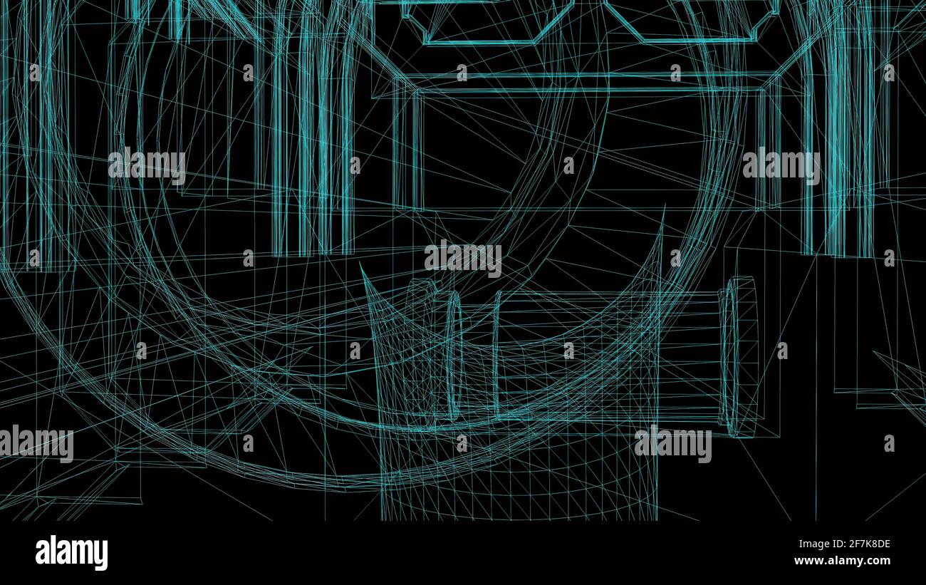 3d rendering - wire frame model of industrial buildings Stock Photo - Alamy