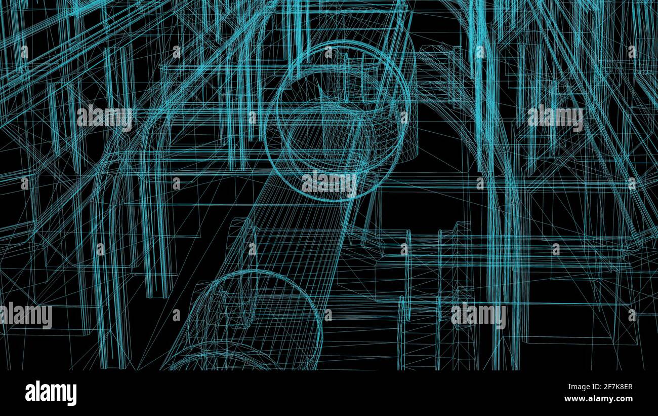 3d rendering - wire frame model of industrial buildings Stock Photo - Alamy