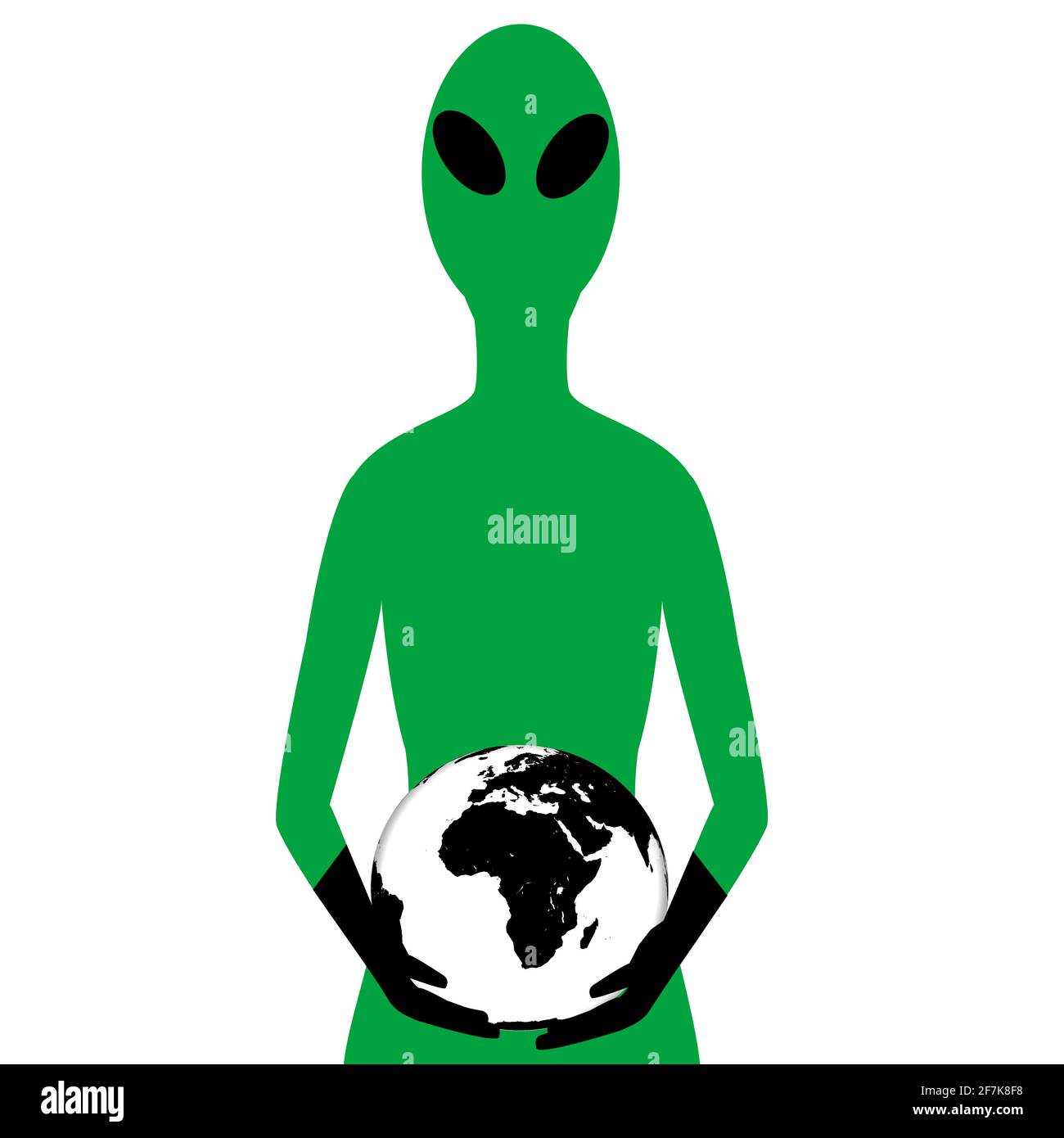 Abstract concept with alien holding the Earth globe in his hands Stock ...