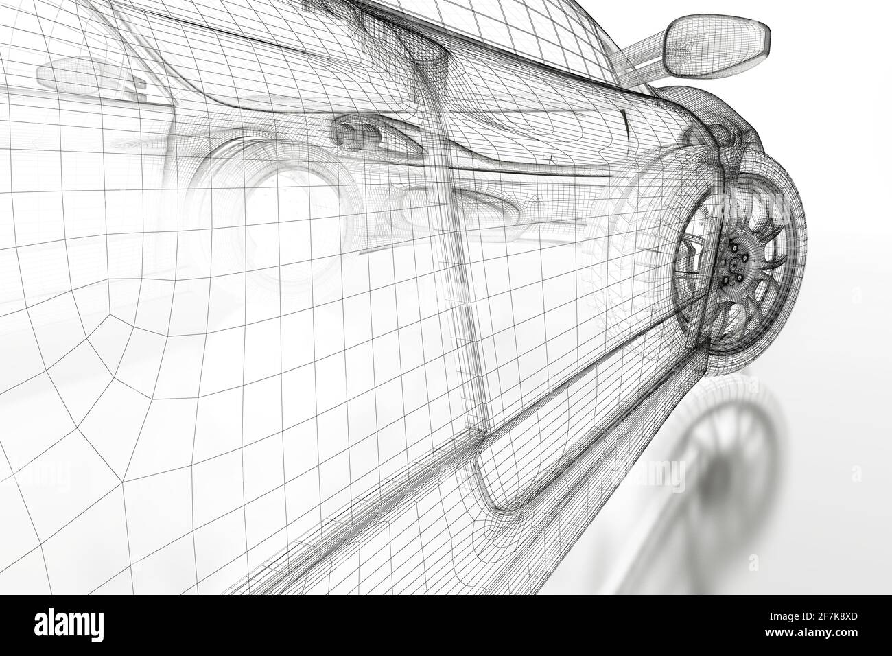 Car vehicle 3d blueprint model on a white background. 3d rendered image ...