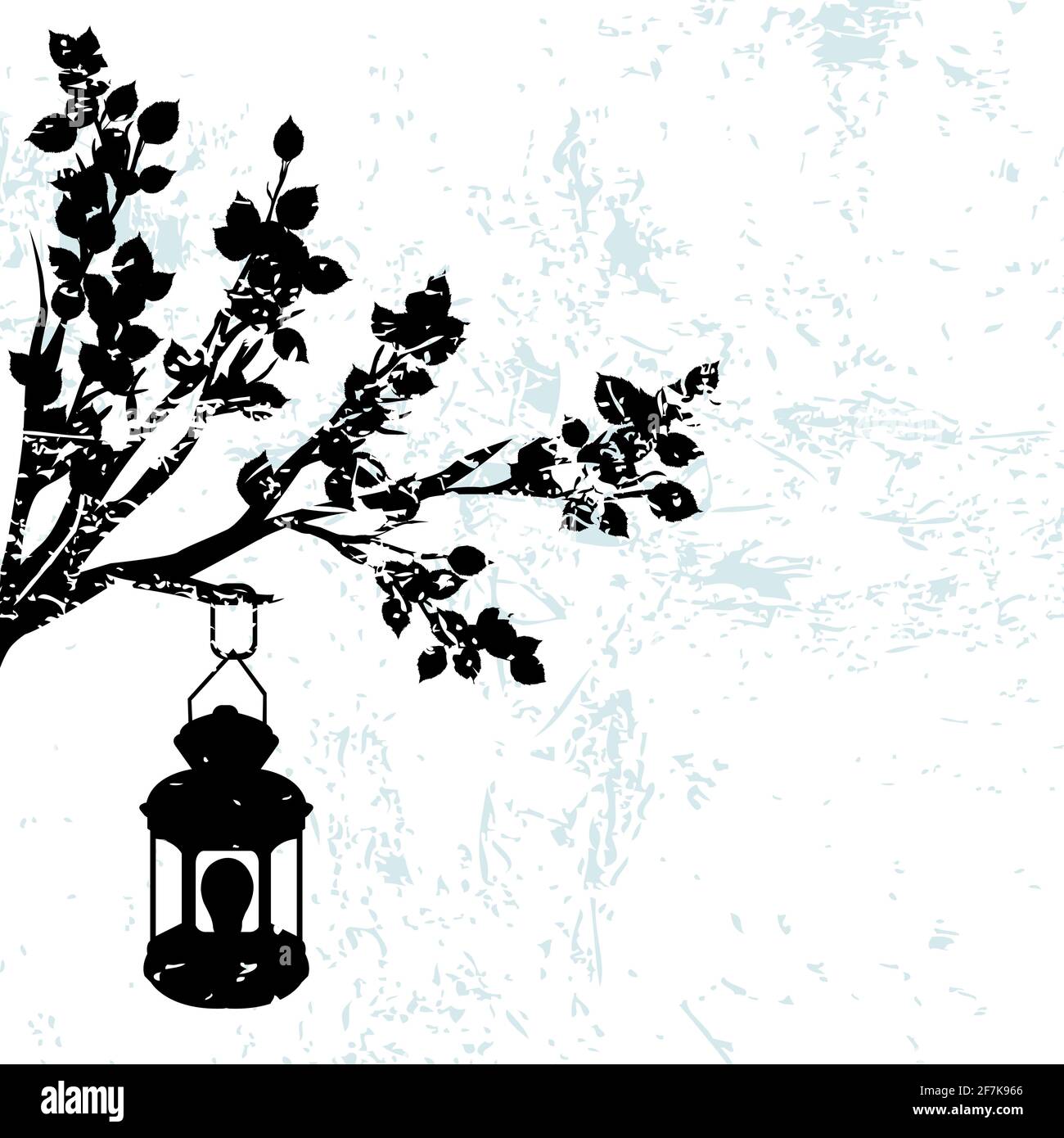 Silhouette of a branch of tree with street light Stock Vector Image ...
