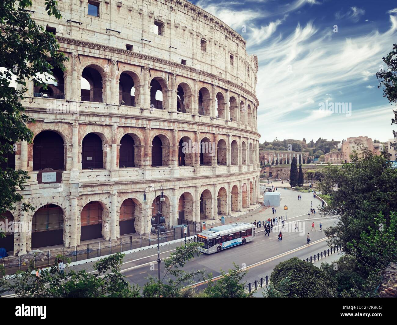 Rome, Italy. The Colosseum, famous ancient Roman amphitheater Stock ...