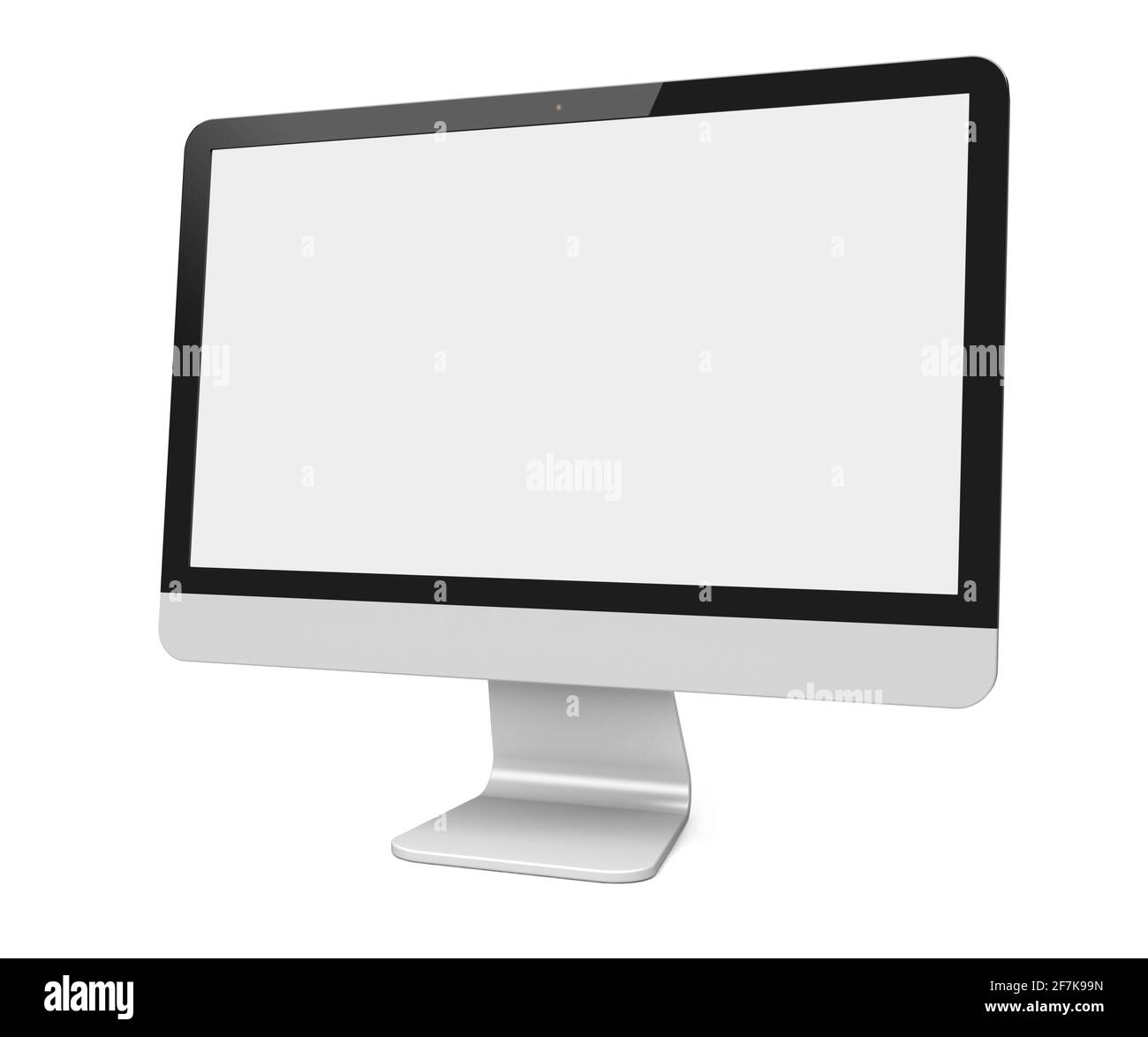 Computer wide monitor with a blank screen. Isolated on a white. 3d ...