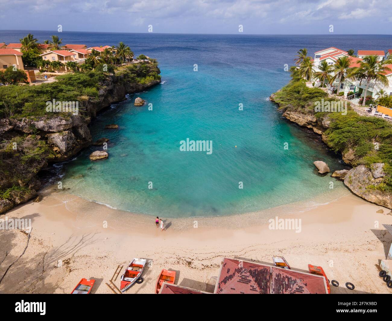 Playa Lagun Beach Cliff Curacao Beautiful Tropical Bay With White Sand