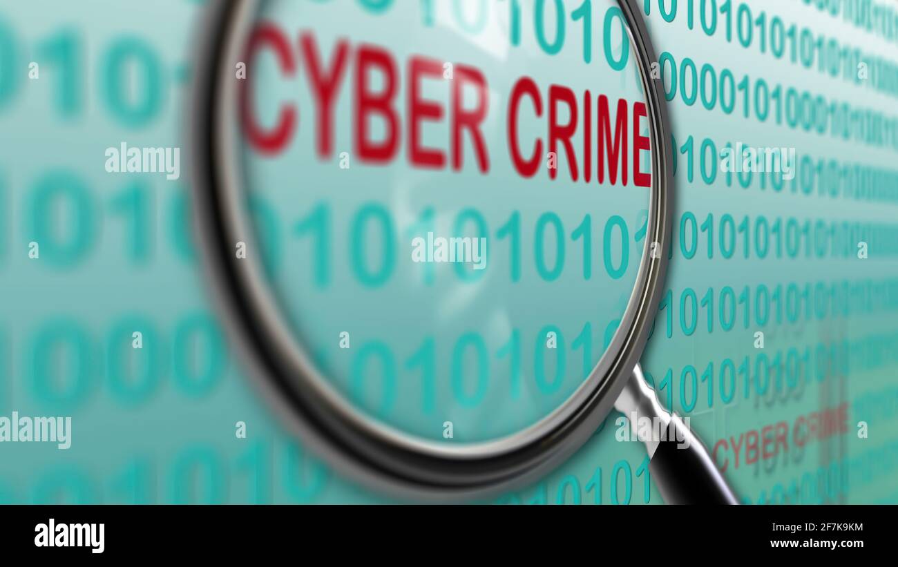 Binary Source Code Cyber Crime Data Digital Displaymagnifying Glass Future Tech Background