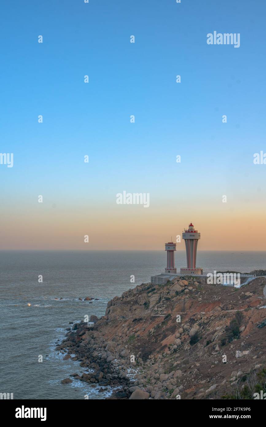 The lighthouse at the coast of Nan'ao island, in Guangdong province ...